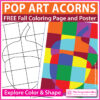 Free Fall Coloring Pages, Pop Art Acorn Activity