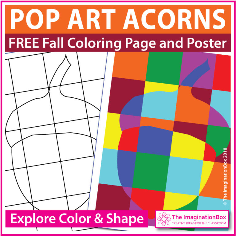 Free Fall Coloring Pages, Pop Art Acorn Activity
