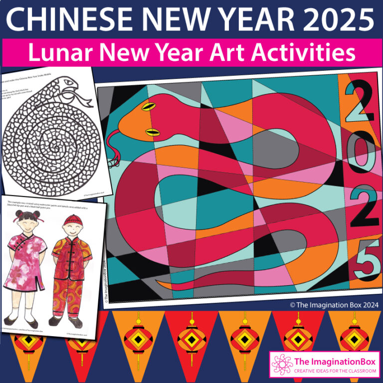 The Year of The Snake 2025 Coloring Pages - The Imagination Box