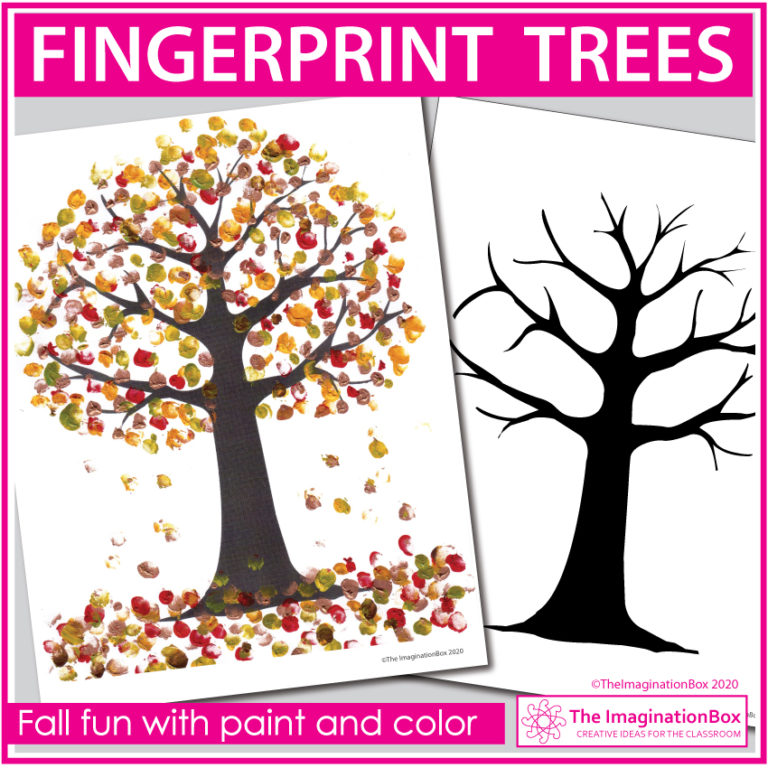 Fall Art Project, Paint Fingerprint Trees - The Imagination Box