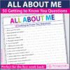 All About Me Questionnaire, Back to School Activity - The Imagination Box