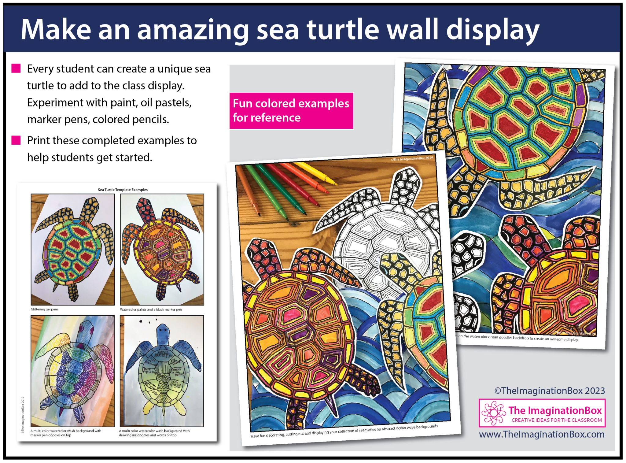 Earth Day Coloring Pages, Sea Turtles Art Activity - The Imagination Box