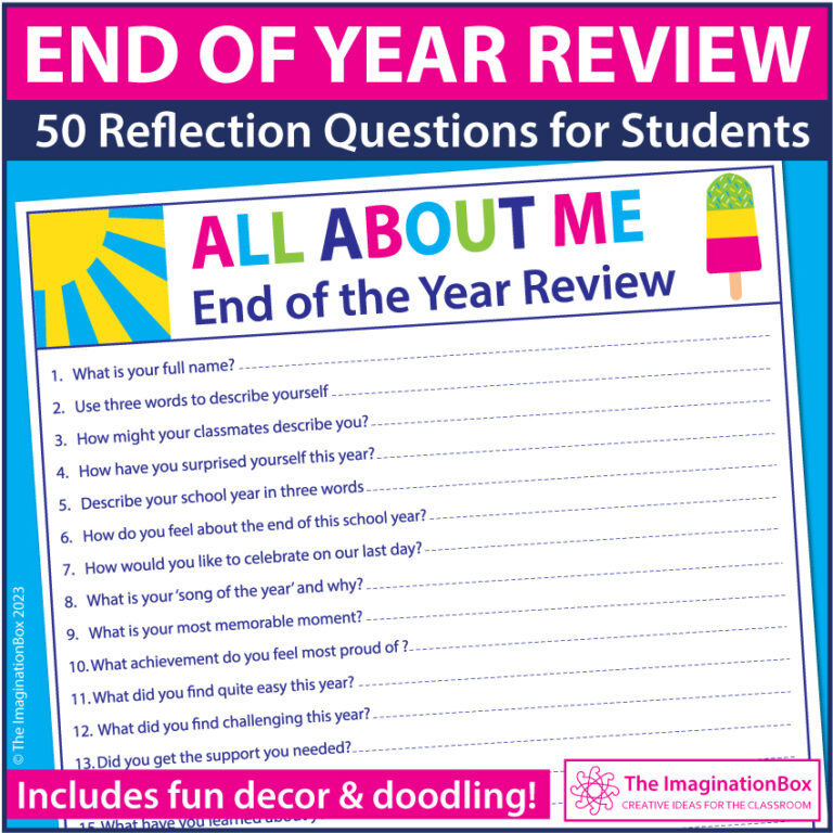 End of the Year Reflection Questions - The Imagination Box