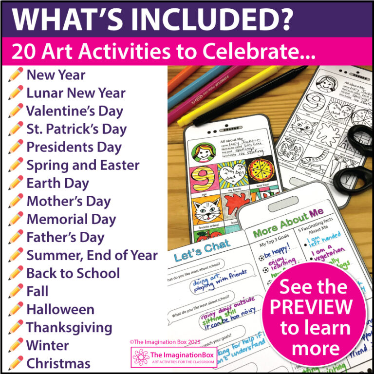 All Year Art Activities for Middle School - The Imagination Box
